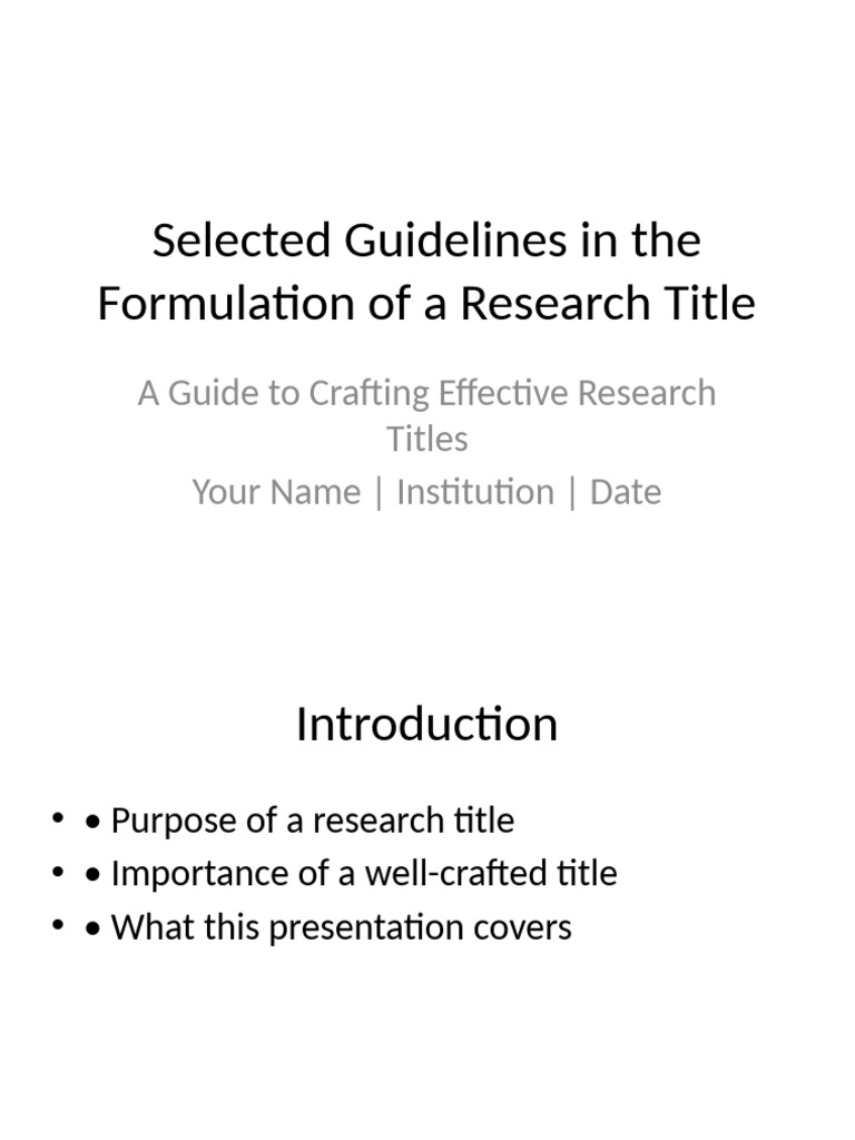 Crafting Effective Research Titles Guide | PDF