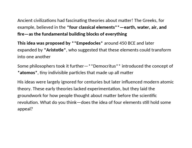 Ancient Civilizations Had Fascinating Theories About Matter | PDF