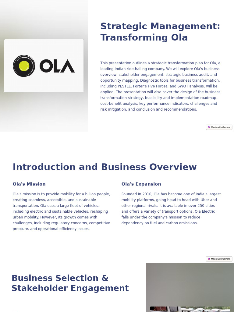 Ola's Strategic Transformation Plan | PDF | Strategic Management ...