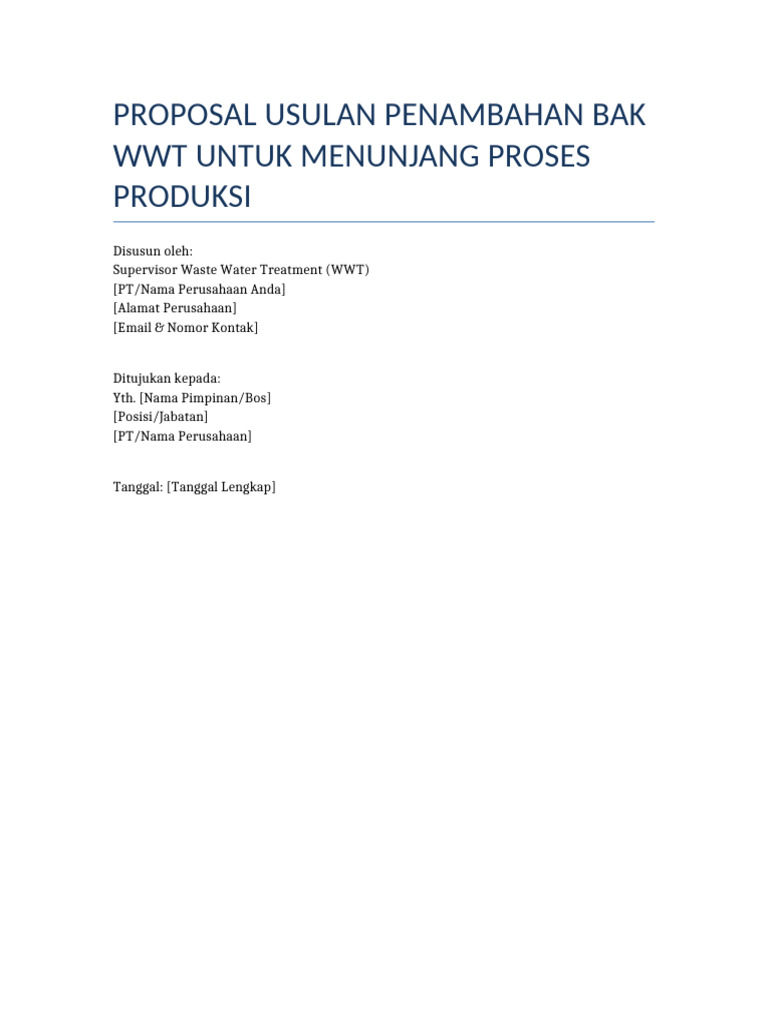 Proposal Penambahan Bak WWT | PDF