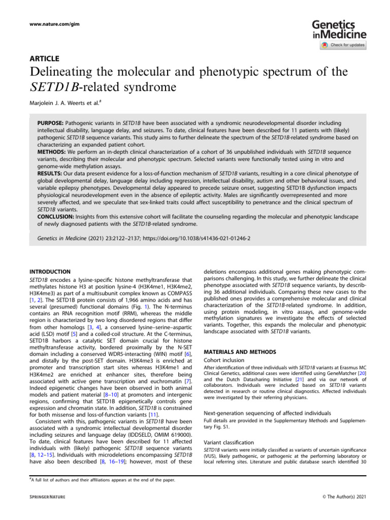 Delineating The Molecular and Phenotypic Spectrum | PDF | Life Sciences ...