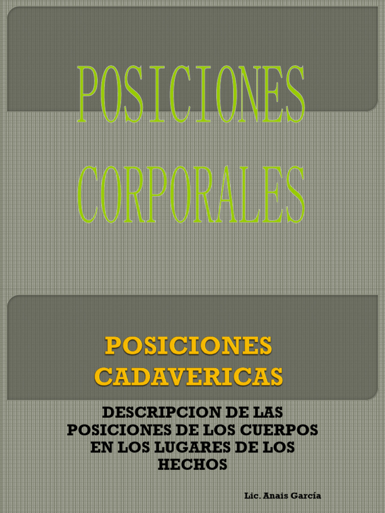 Posiciones Cadavericas | PDF | Términos anatómicos de ubicación