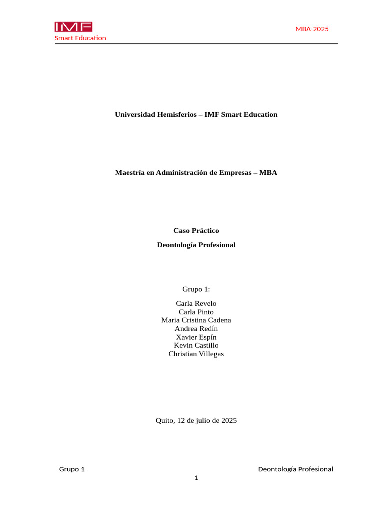 Caso Practico Modulo 9 - Deontología Profesional - Grupo 1 | PDF