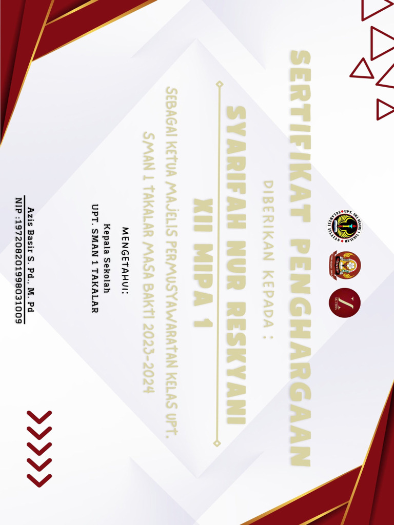 Sertif Ketua Ekskul | PDF