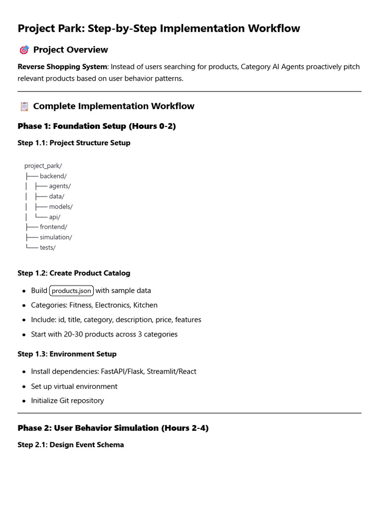 Project Park - Step-By-Step Implementation Workflow | PDF | User Interface | Simulation