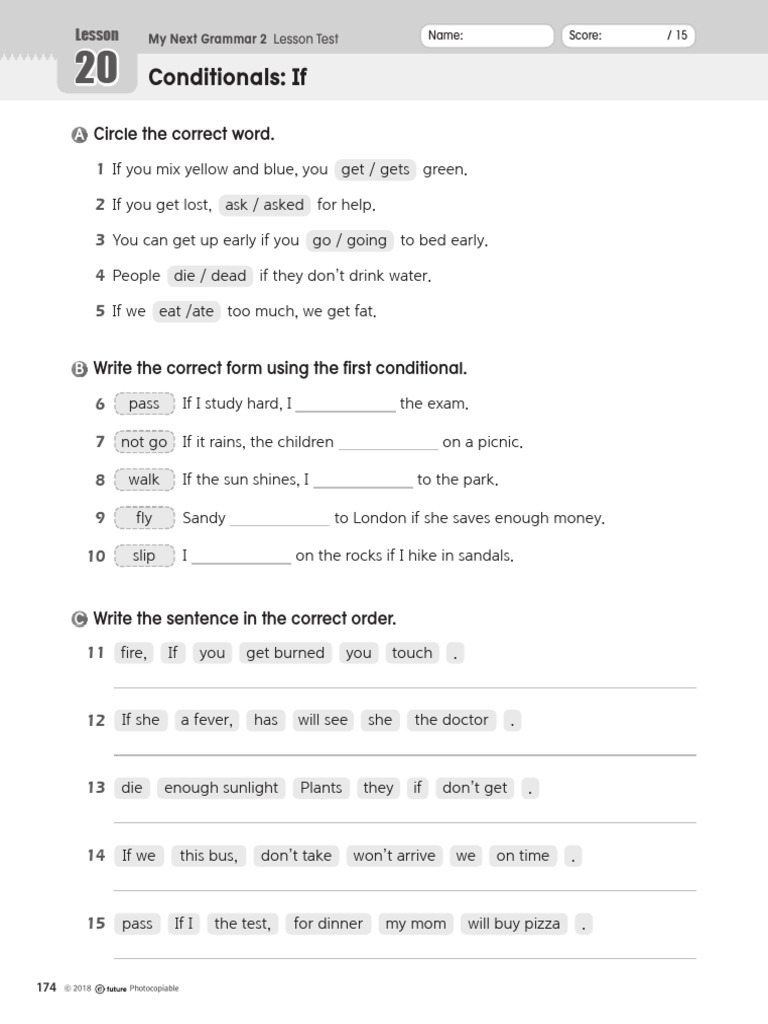 First Conditional Grammar Test | PDF