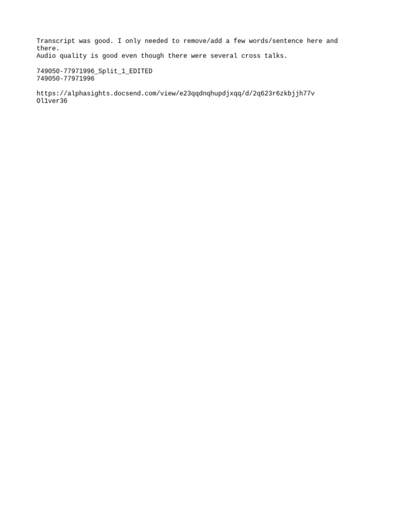 Audio Transcript Editing Summary | PDF