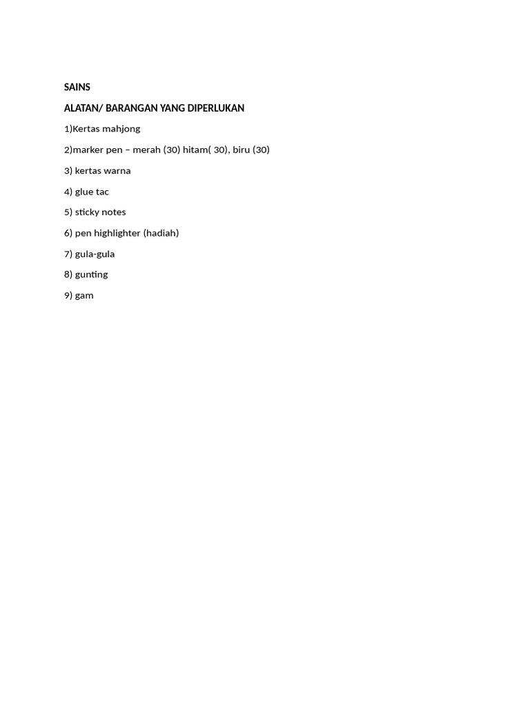 Alatan Yang Diperlukan | PDF