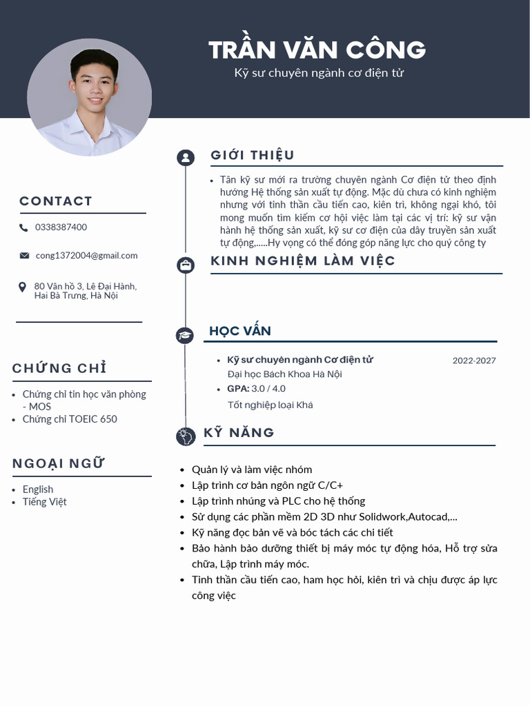 TrầN Văn Công: GI I ThiệU | PDF