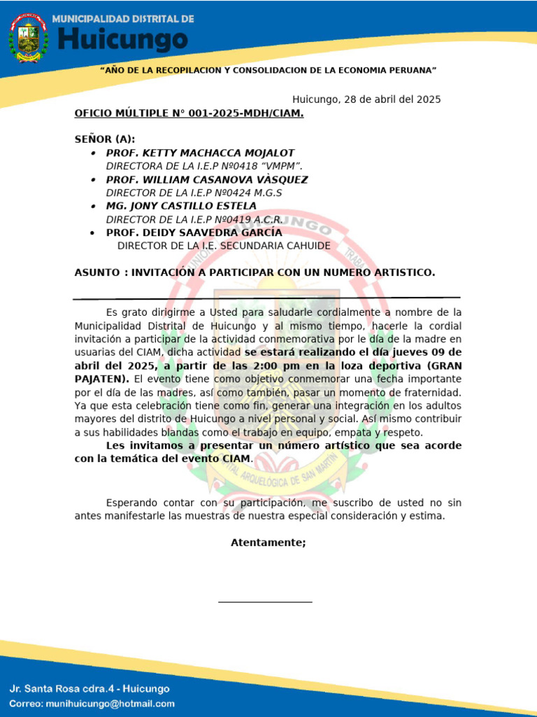 Invitación a Evento por el Día de la Madre | PDF