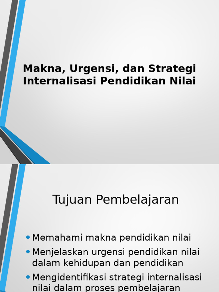 Makna Urgensi Strategi Internalisasi Pendidikan Nilai | PDF