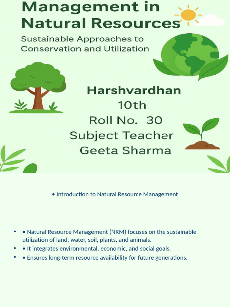 Natural Resources Management 20slides Final Harshvardhan | PDF ...