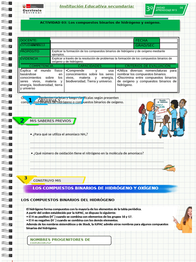 B-3º Act 3 Cyt Und 5 - Sem2 | PDF | Óxido | Hidrógeno
