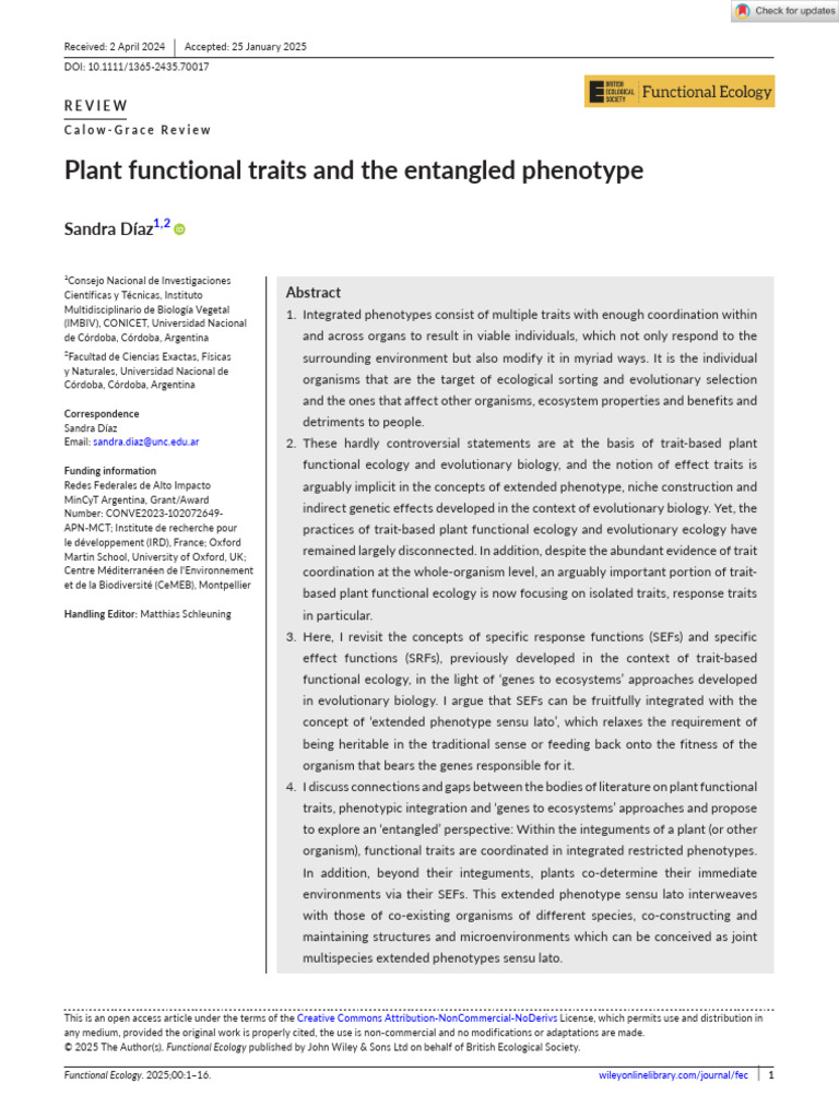 Integrating Plant Traits and Ecosystems | PDF | Phenotype | Ecology