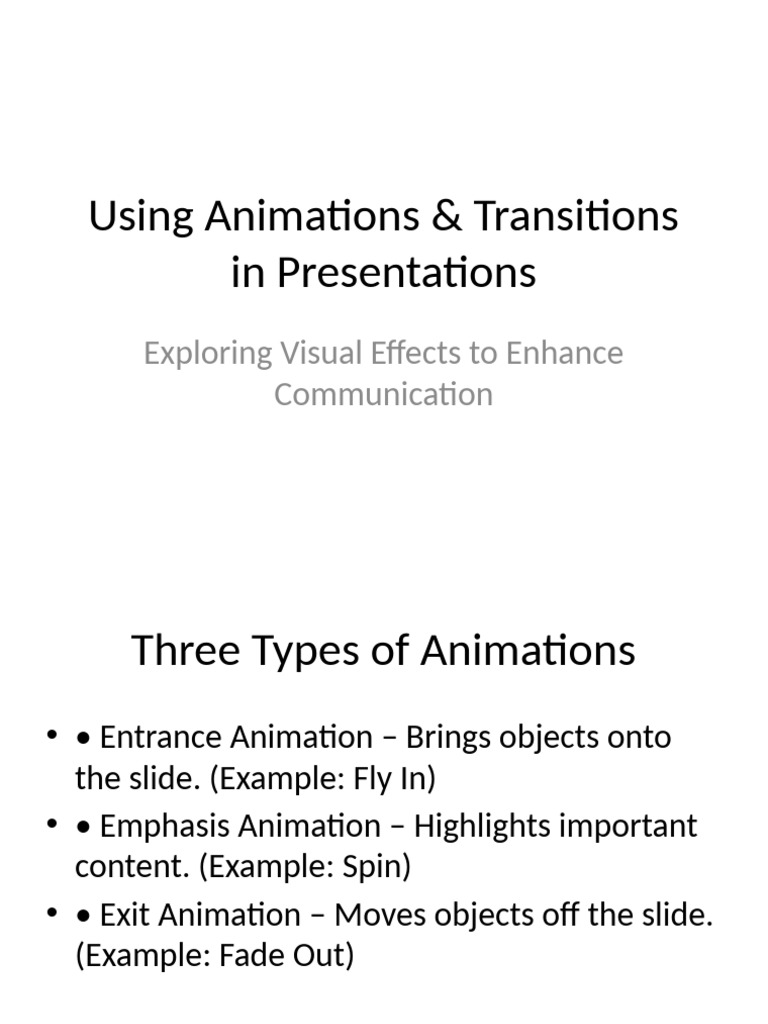 Animations Transitions Presentation | PDF