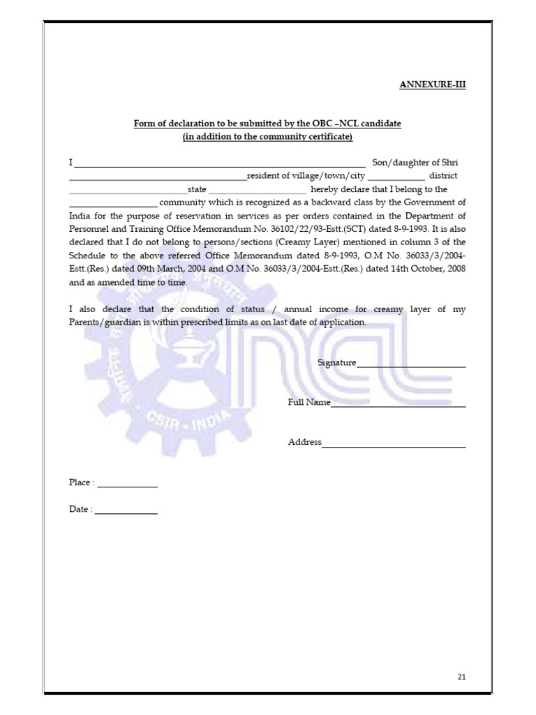 OBC-NCL Guardian Declaration Form | PDF
