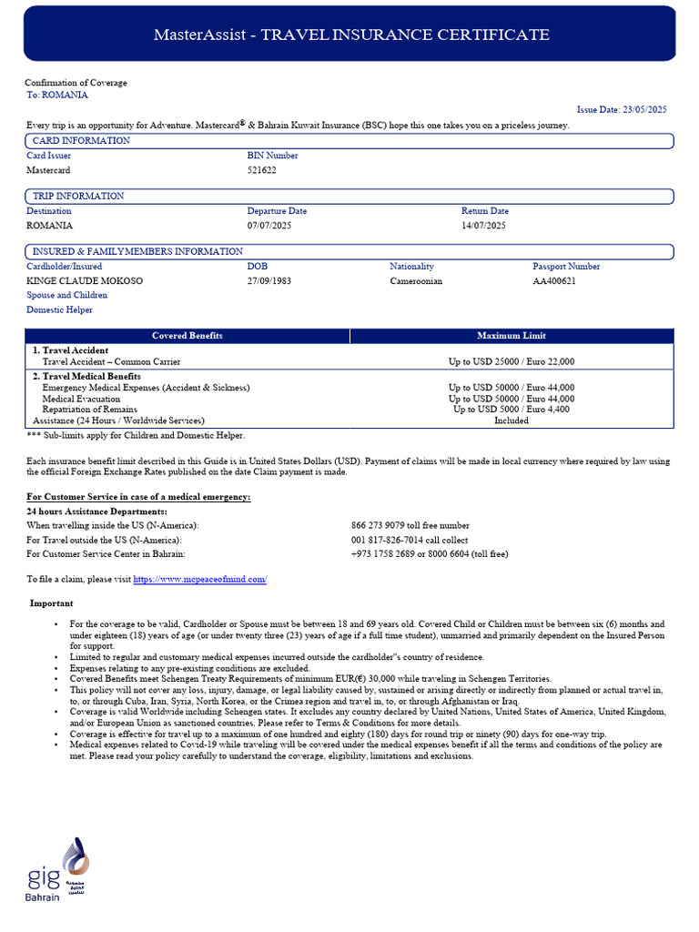 E20307215525869 Mun 1 | PDF | Insurance | Master Card