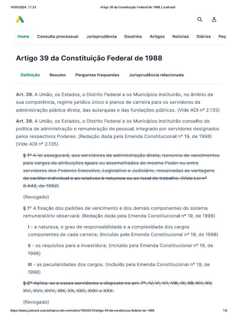 Artigo 39 Da CF-88 | PDF