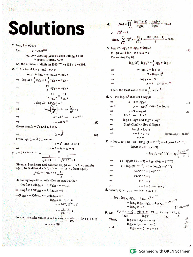 11th Maths Solution | PDF