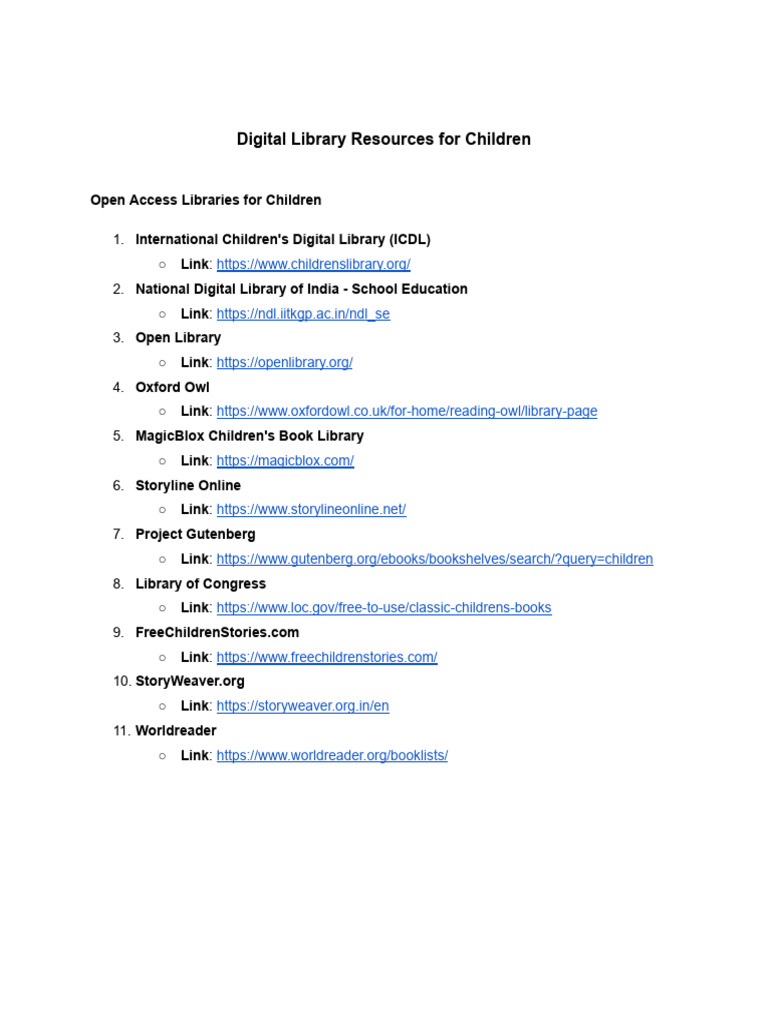 Free Digital Libraries for Children | PDF | Libraries | Chess Theory