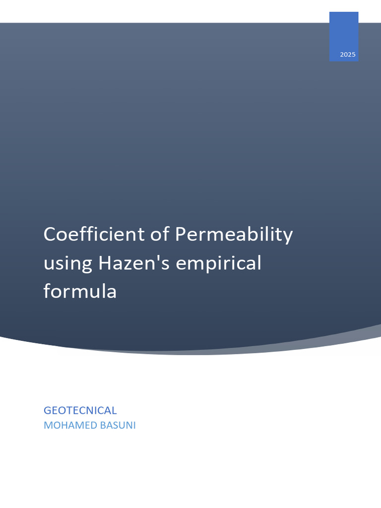 Coefficient of Permeability | PDF