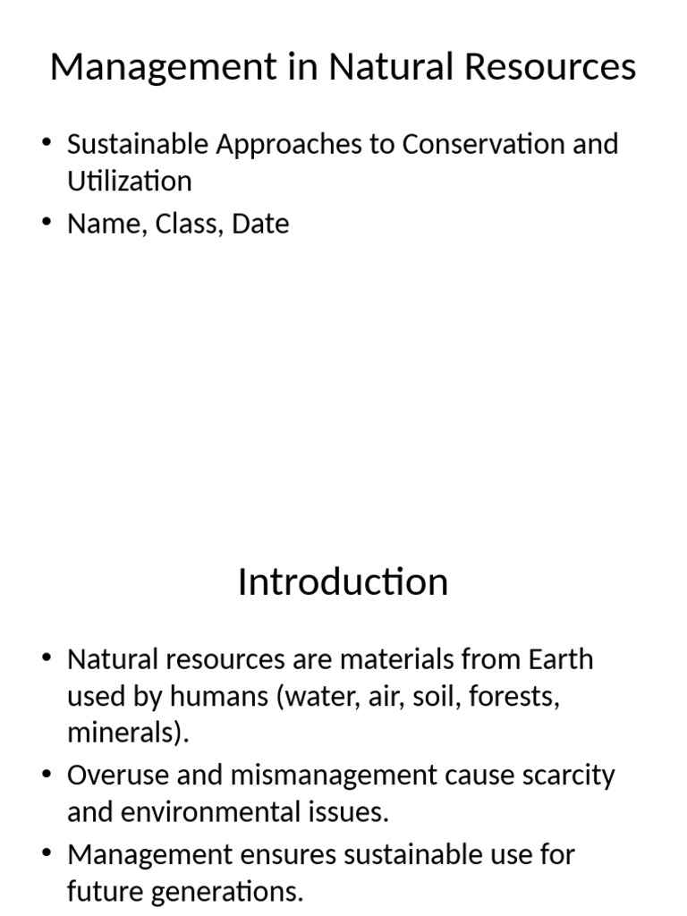 Management in Natural Resources | PDF