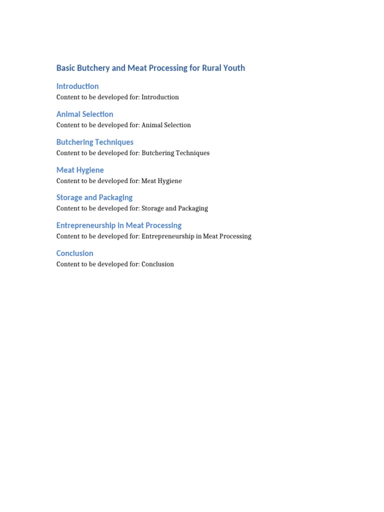 Basic Butchery and Meat Processing For R | PDF