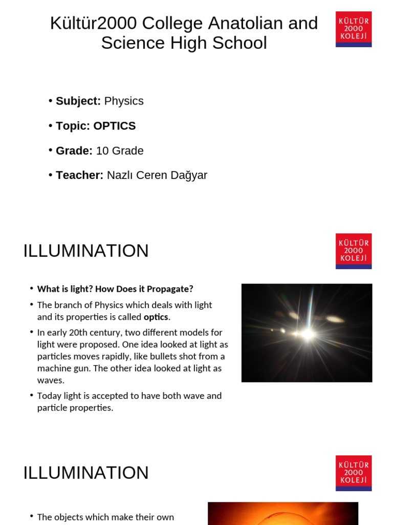 10th Grade Physics: Optics Overview | PDF
