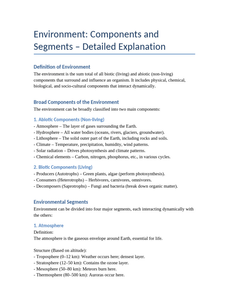 Components and Segments of Environment | PDF | Ecosystem | Natural ...