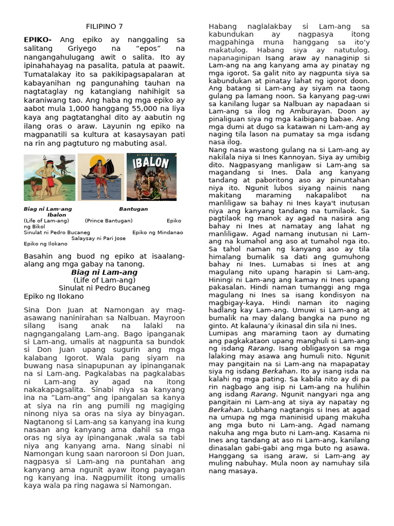 Filipino 7 Modyul Notes | PDF