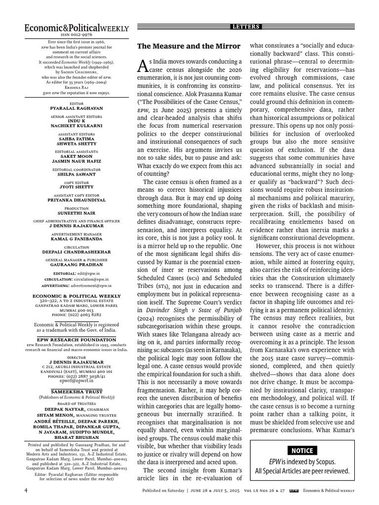 Caste Census: Impacts on Equity and Identity | PDF