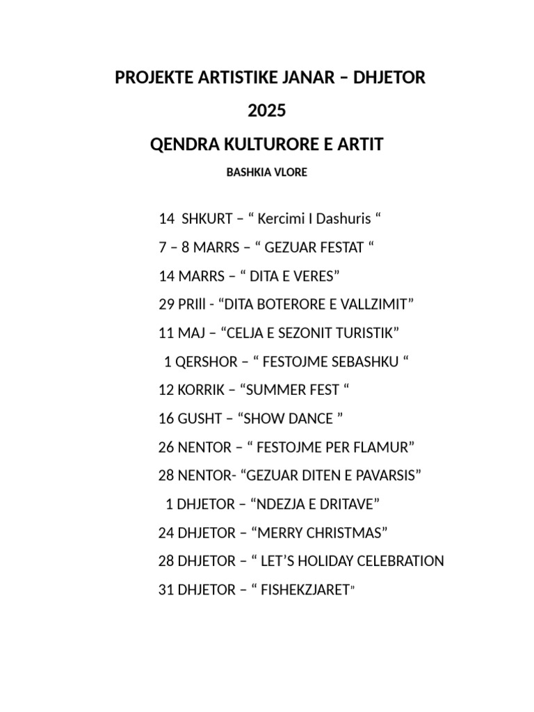 Projekte Artistike Janar | PDF