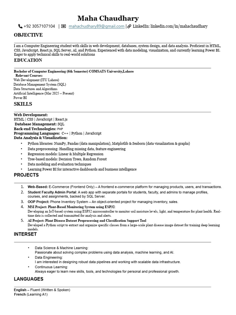 Maha CV | PDF | Web Development | Machine Learning