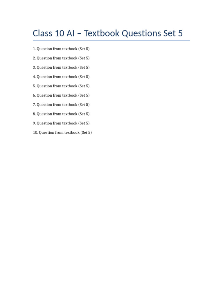 Class 10 AI Textbook Questions Set 5 | PDF
