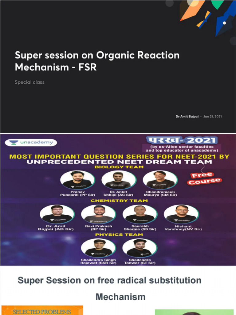 Super Session On Organic Reaction Mechanism FSR No Anno | PDF