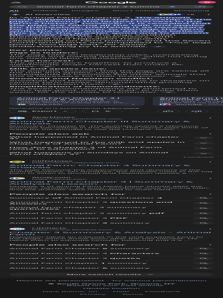 Animal Farm Chapter 3 Summary - Google Search | PDF