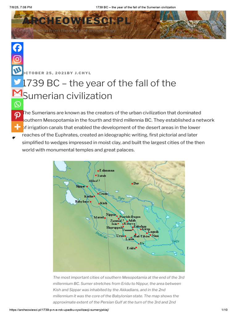 Fall of Sumerian Civilization in 1739 BC | PDF | Babylonia | Sumer