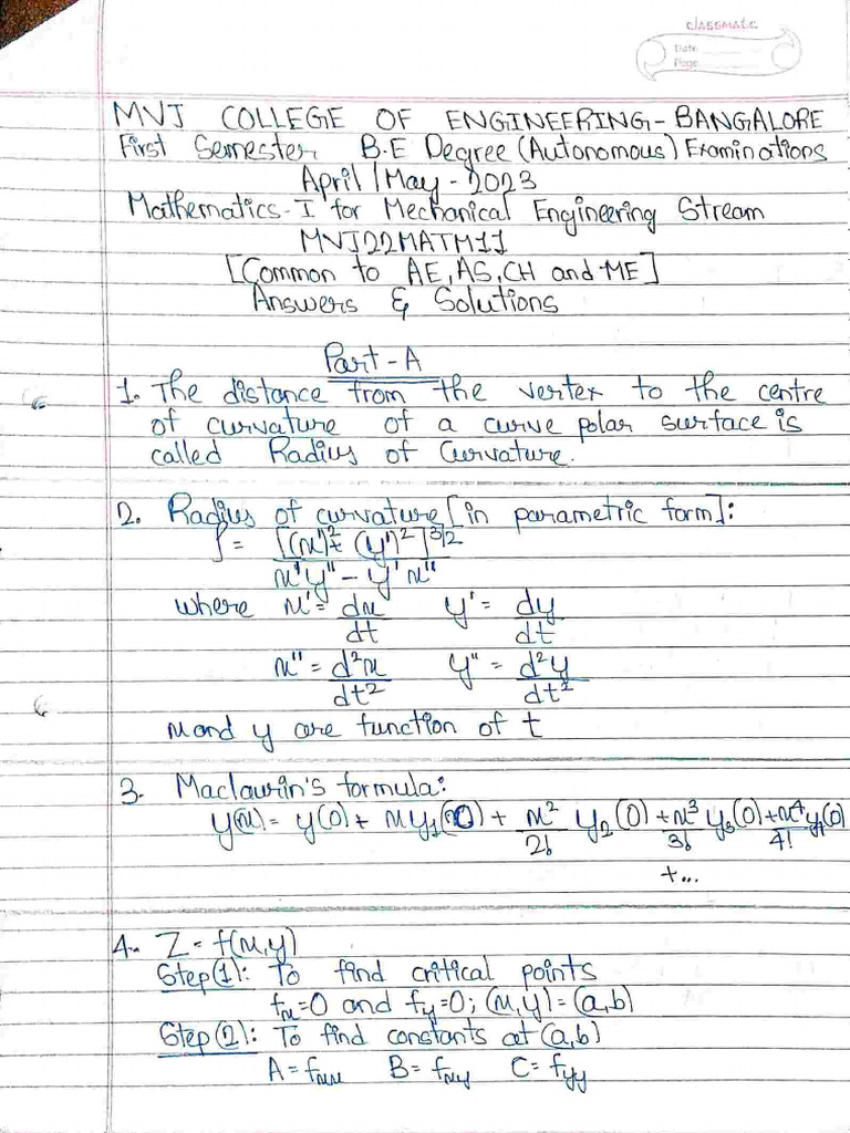 MATM11 2023 QP Answer and Solutions | PDF