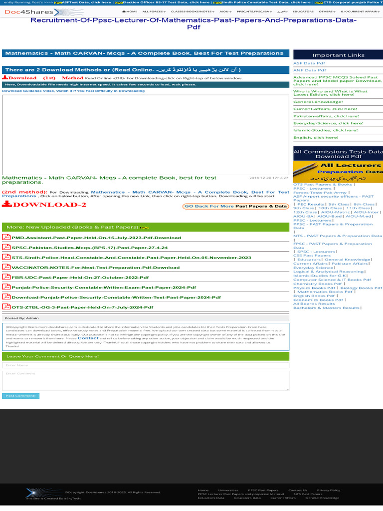 Math Carvan Mcqs - A Complete Book | PDF | Mathematics | Computing