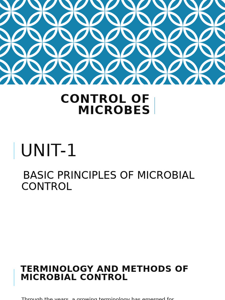 Principles of Microbial Control | PDF | Antimicrobial | Disinfectant