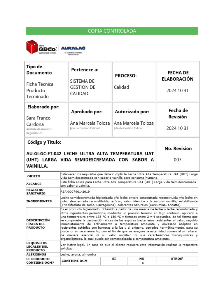 FT Leches Saborizadas Auralac | PDF | Leche | Productos lácteos