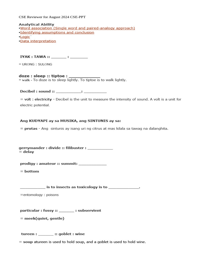 CSE Analytical Ability Reviewer 2024 | PDF