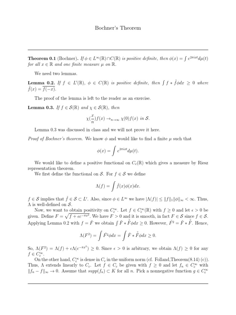 Boch Ner | PDF | Infinity | Lemma (Mathematics)