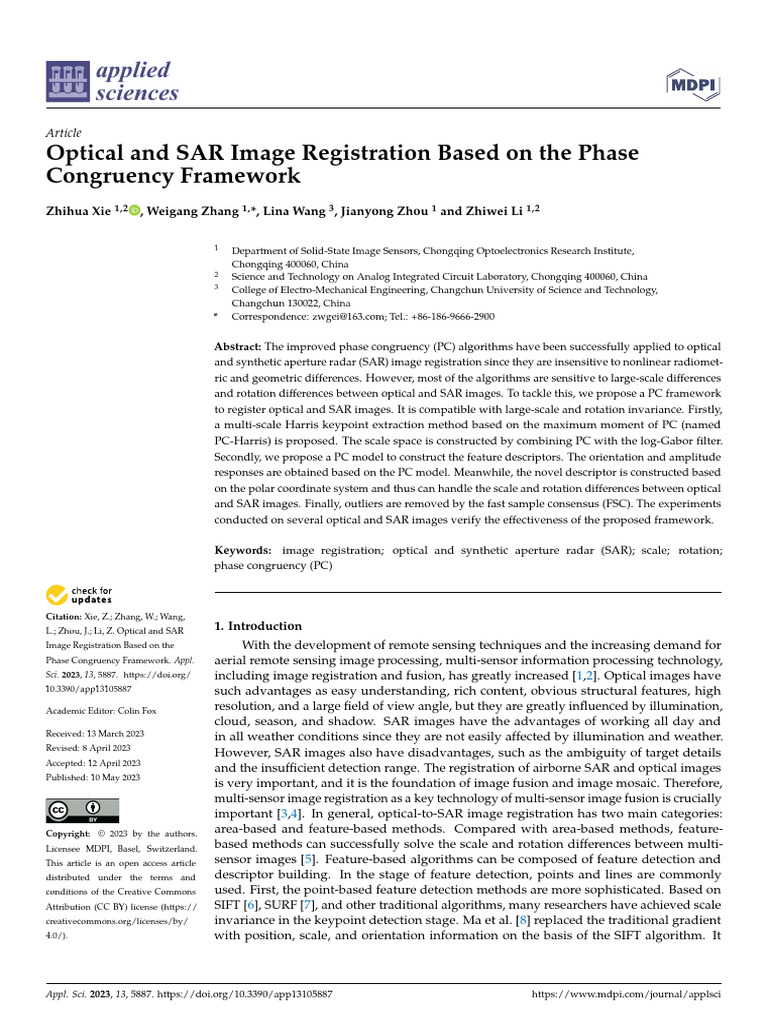 Optical and Sar Image Registration Based On The Phase 3rwxn1s8 | PDF ...