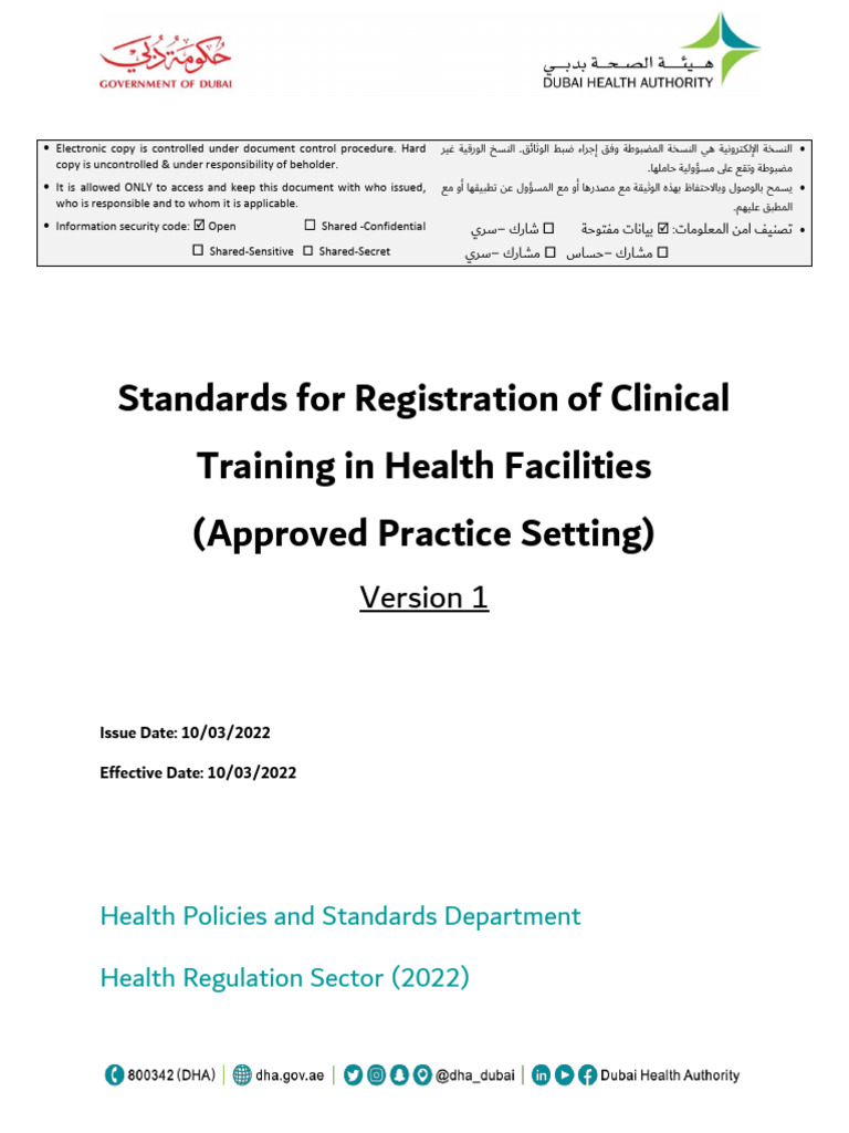 Standards For Registration of Clinical Training in Health Facilities ...