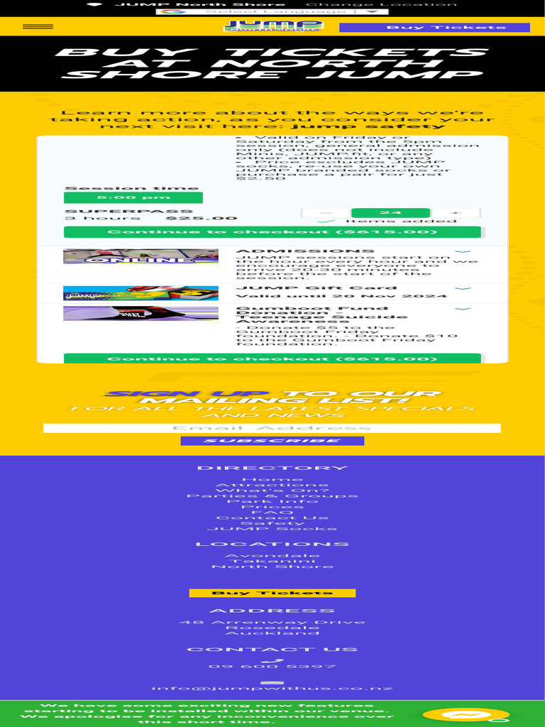 Buy Tickets Jump North Shore Kids Activities Trampoline Park | PDF