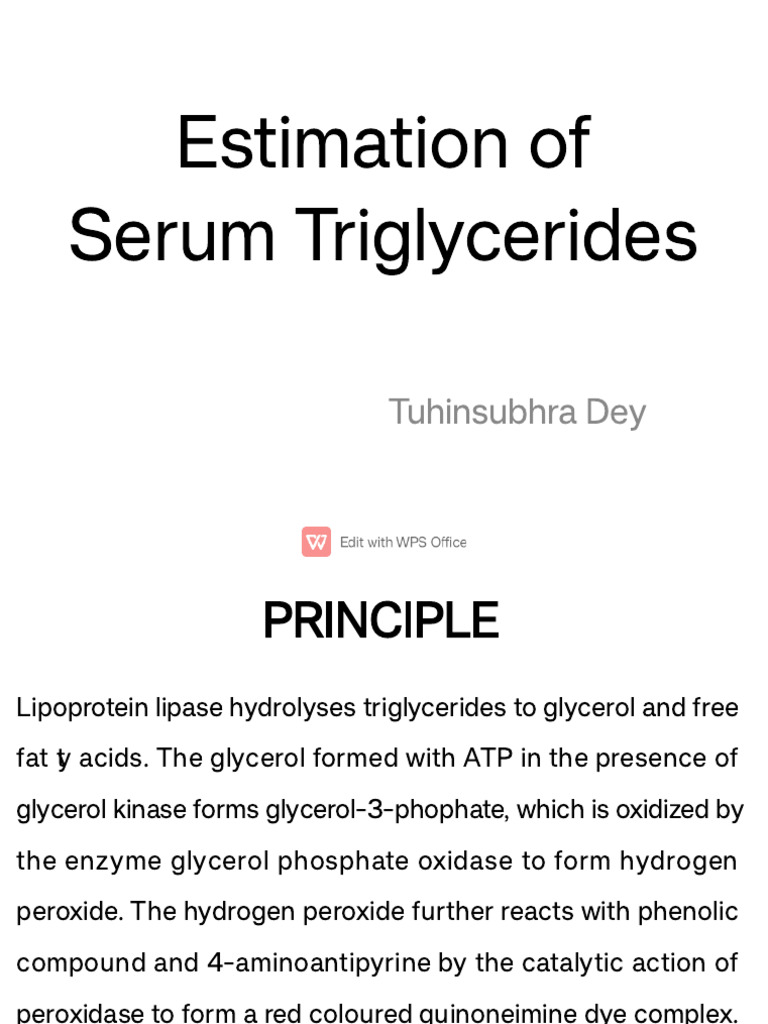 Serum Triglycerides Estimation Method | PDF