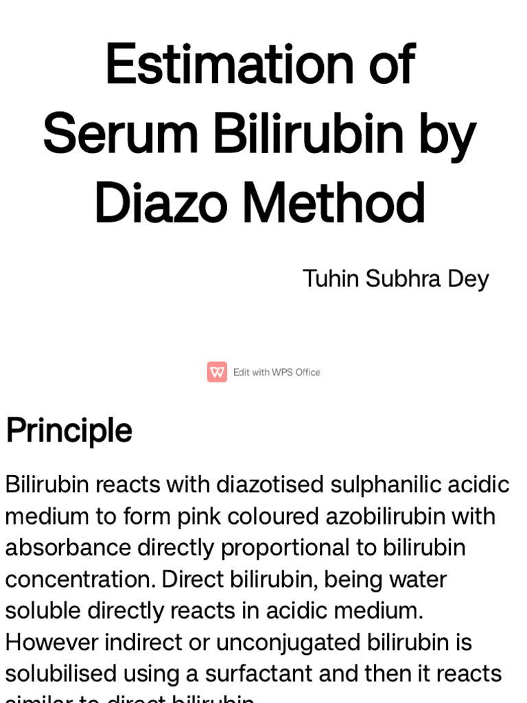 Bilirubin Estimation via Diazo Method | PDF | Liver | Medical Specialties