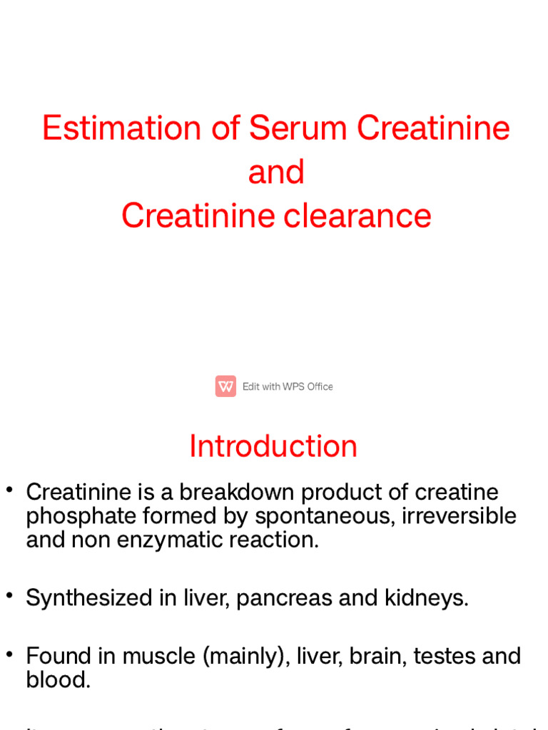 Estimation of Serum Creatinine | PDF | Creatinine | Kidney