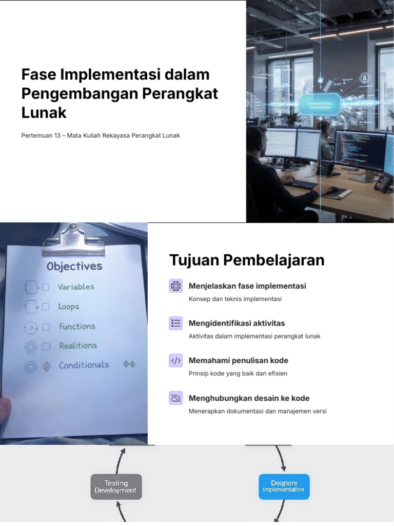 Pertemuan 13 - Rekayasa Perangkat Lunak - Fase Implementasi Dalam Pengembangan Perangkat Lunak | PDF